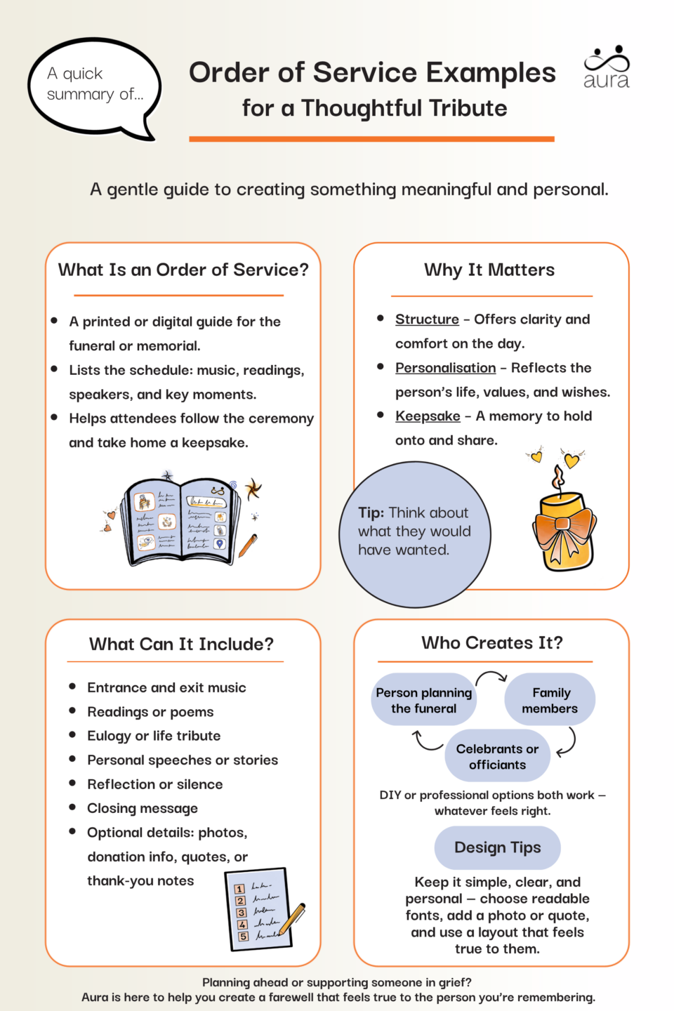 Order of Service Examples for a Thoughtful Tribute | Aura Funerals